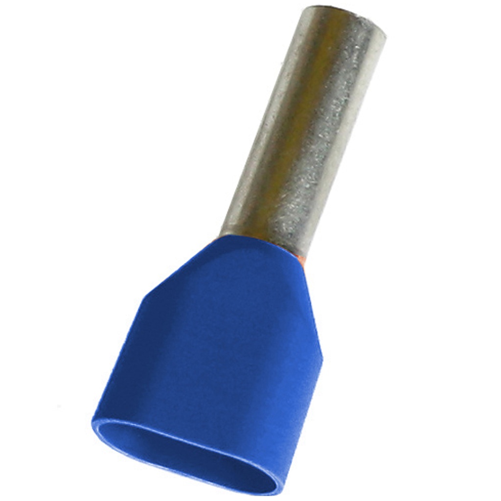 14 AWG Double Wire Entry Wire Ferrule, Blue | SourceASI